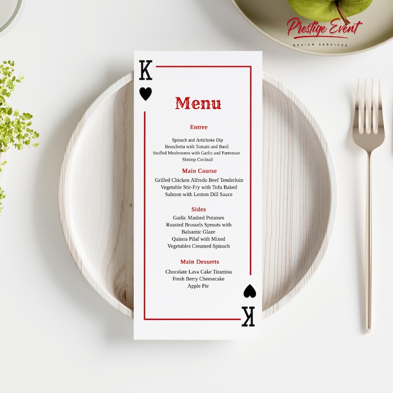 Las Vegas Casino Night Menu Template: Printable Dinner Party (PESC01 ...