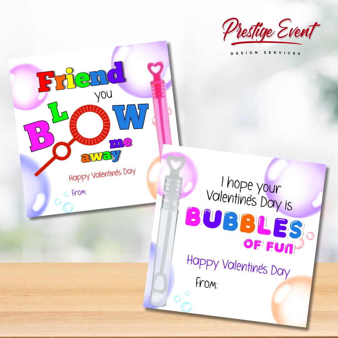 Mini Bubbles Valentine Tag, Classroom Valentines, School Valentine ...