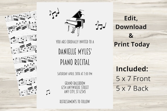 Piano Recital Invitation - Classic Music Concert - Piano Music Studio ...