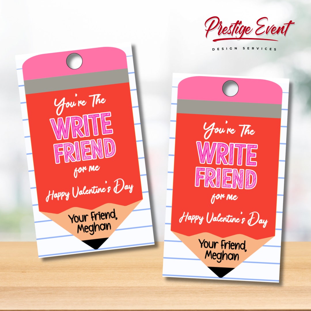 Pencil Valentine Tag: Printable Non-candy Favor (digital Download) - Etsy