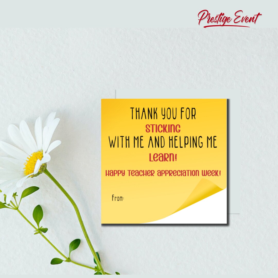 Teacher Appreciation Sticky Note Tag: Printable Thank You Gift (digital ...