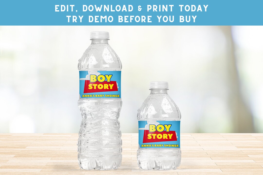 Boy Story Water Bottle Label - Toy Story Baby Shower Water Wrapper ...
