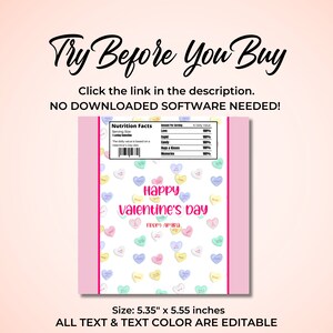 Conversation Heart Chocolate Bar Wrapper, Valentine's Day Printable ...