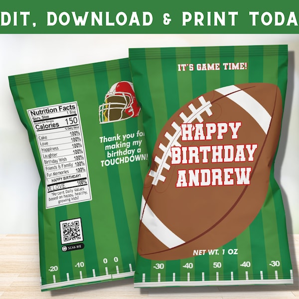 Football Chip Bags - Etsy