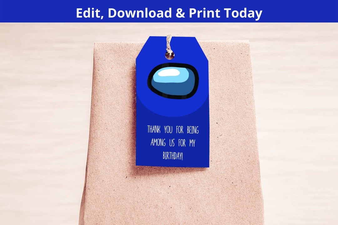 Among Us Thank You Tags - Gaming Party Treat Bag Tags - Kids Favor Tags ...