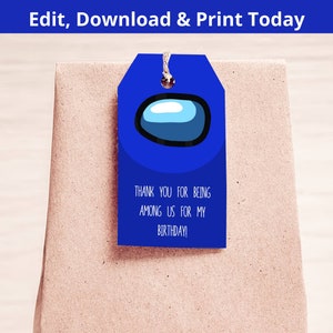 Among Us Thank You Tags - Gaming Party Treat Bag Tags - Kids Favor Tags ...