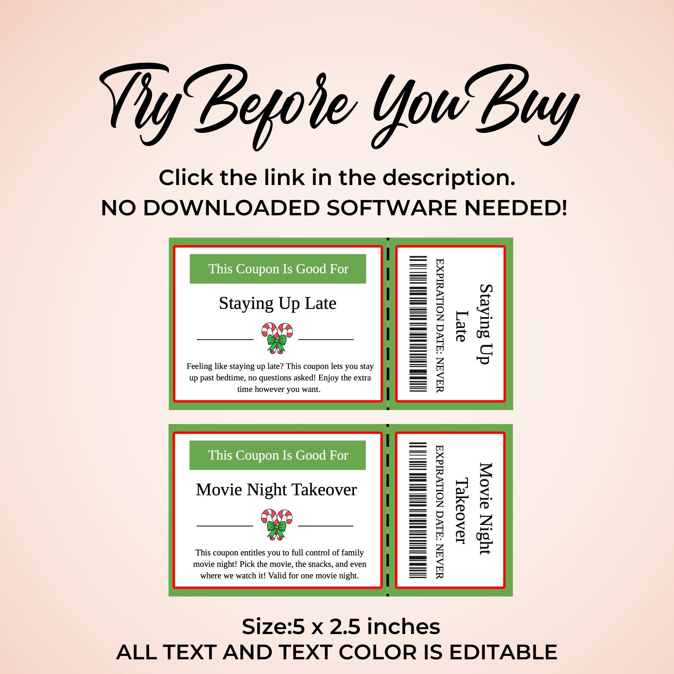 Christmas Coupon Book Printable, Last Minute Stocking Stuffer, DIY ...