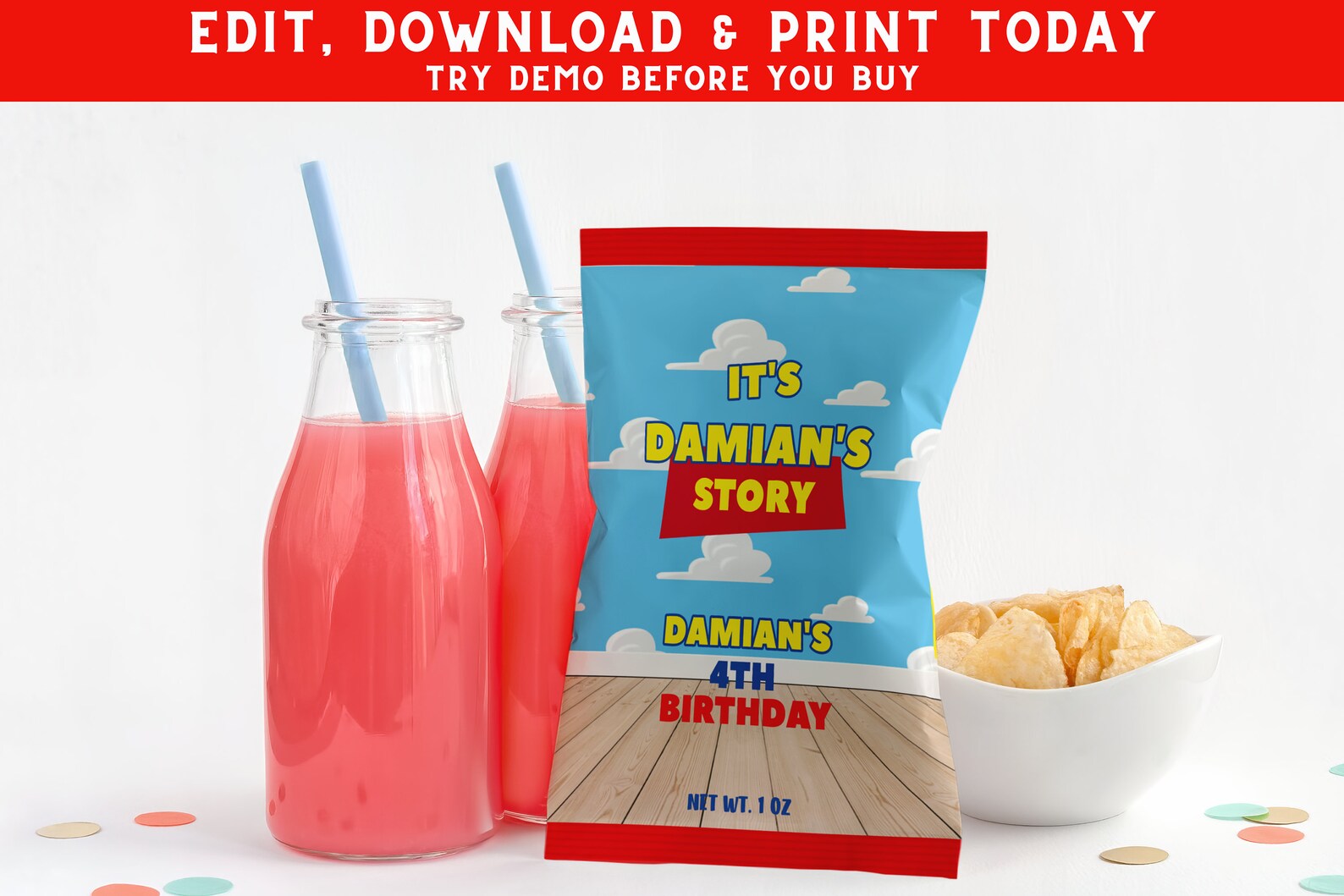 Toy Story Inspired Chip Bag Wrapper Custom Chip Bag Labels - Etsy