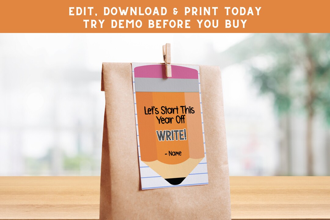 Back to School Tag Printable - First Day of School Pencil Gift Tag ...