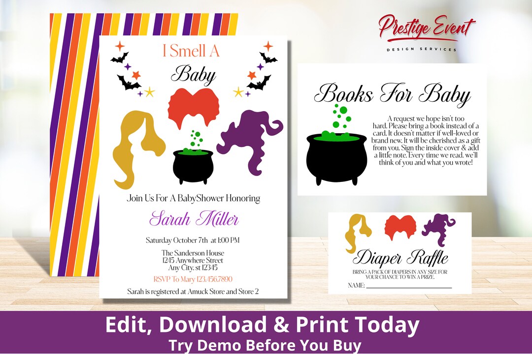 Hocus Pocus Baby Shower Bundle - A Baby is Brewing - Hocus Pocus Evite ...