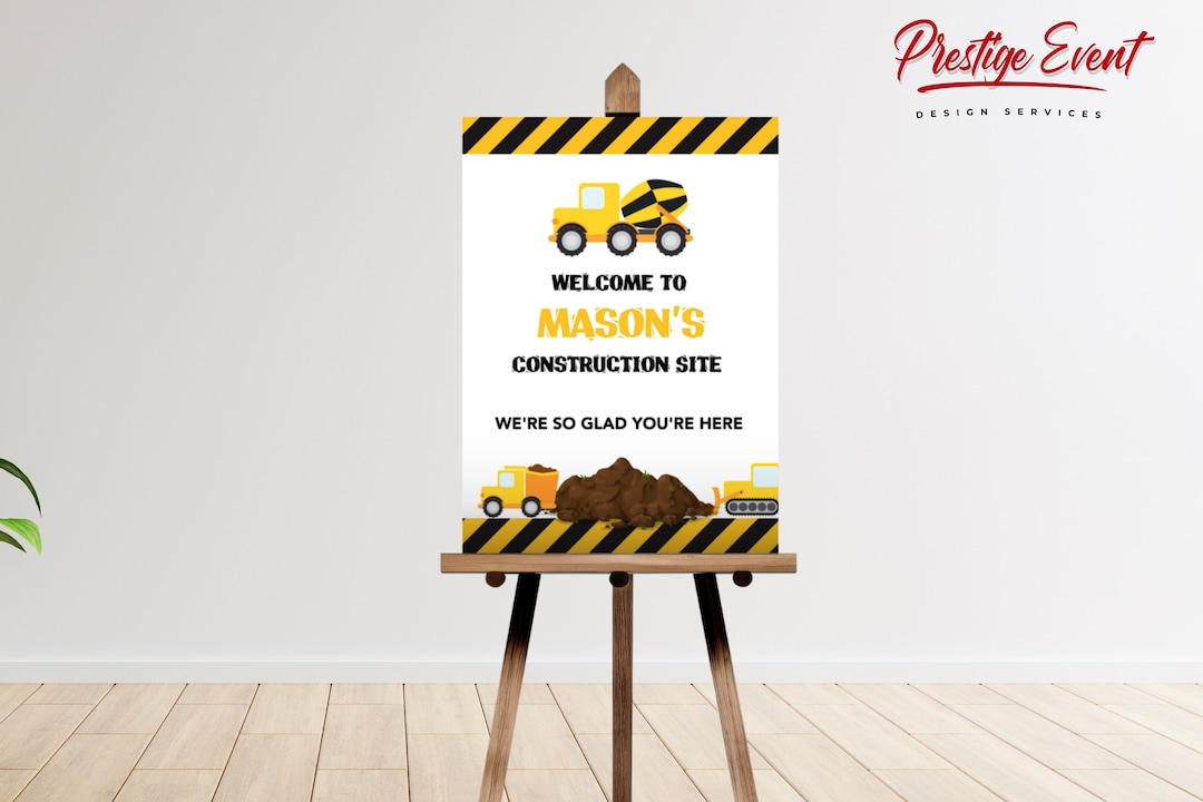 Construction Welcome Sign - Birthday Party Welcome Sign - Construction ...