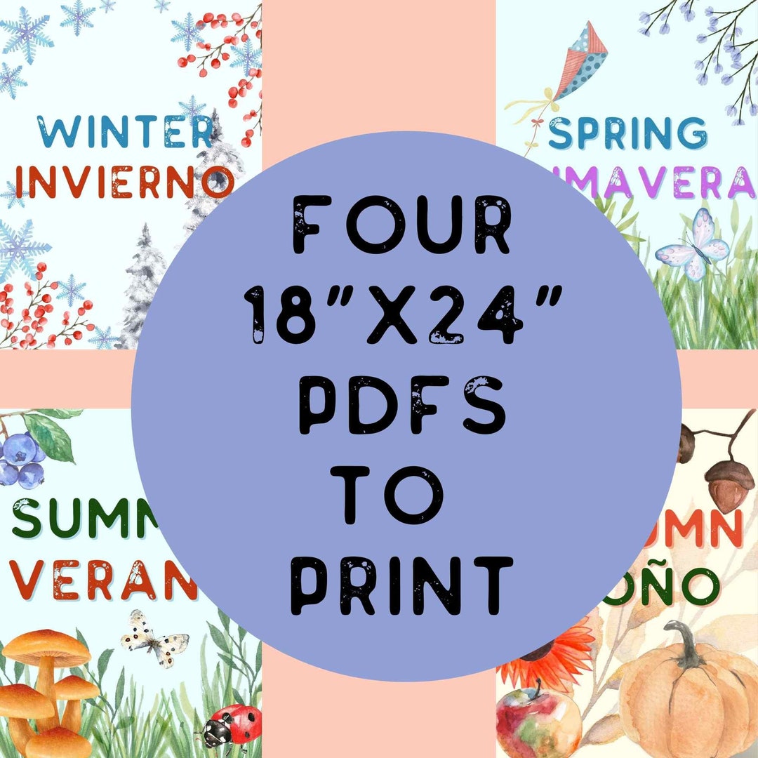 Bilingual Spanish/english Four Season Posters for Preschool, Homeschool ...
