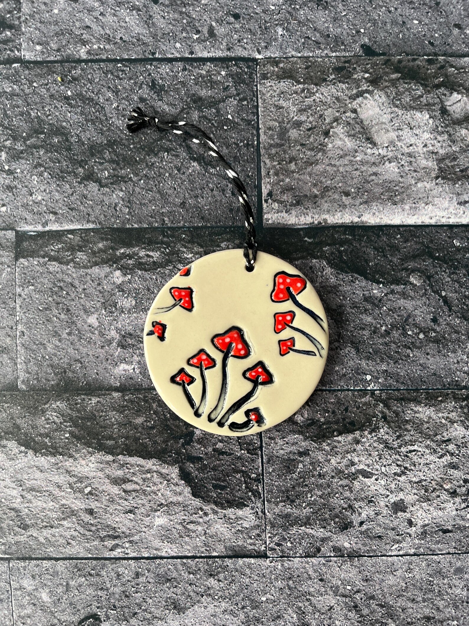 Handmade Ceramic Mushroom Ornament / Witchy Mushroom Ornament / Green ...