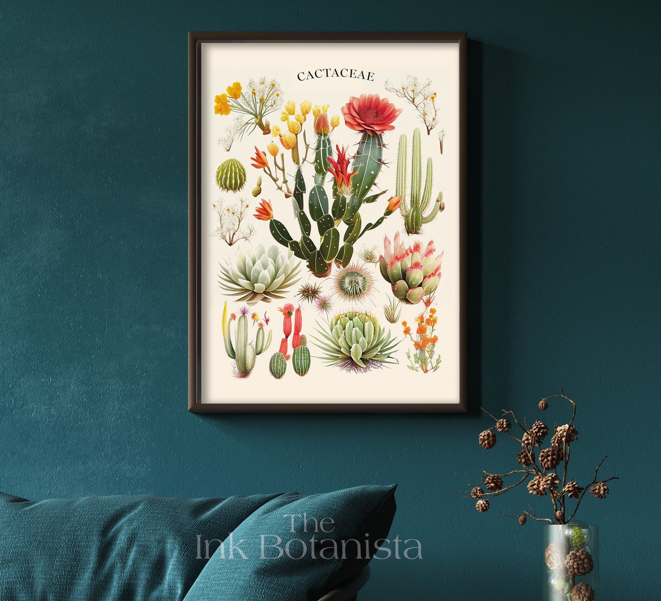 Vintage Cactus Print, Cacti Poster, Botanical Poster, Succulent Wall ...