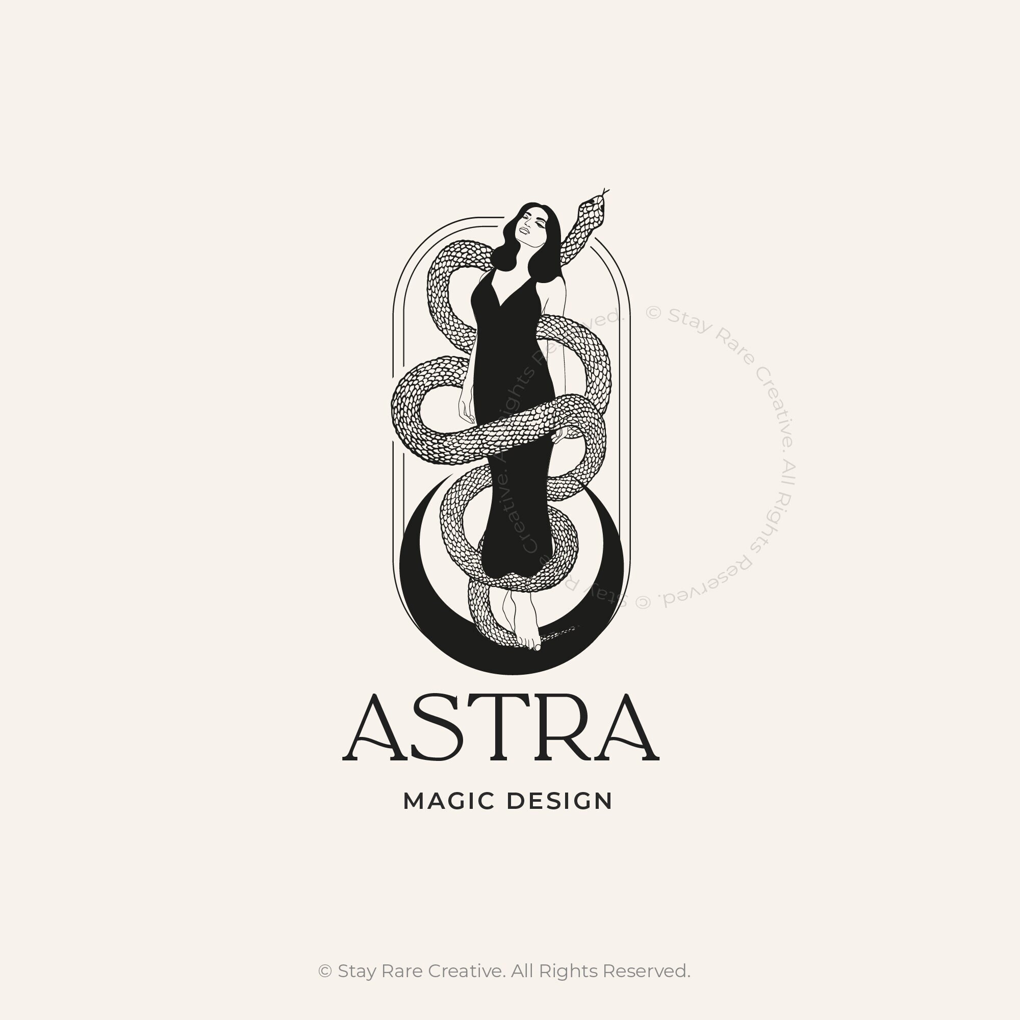 Woman and Snake Logo, Goddess Logo, Spiritual Logo Design, Magic Shop ...