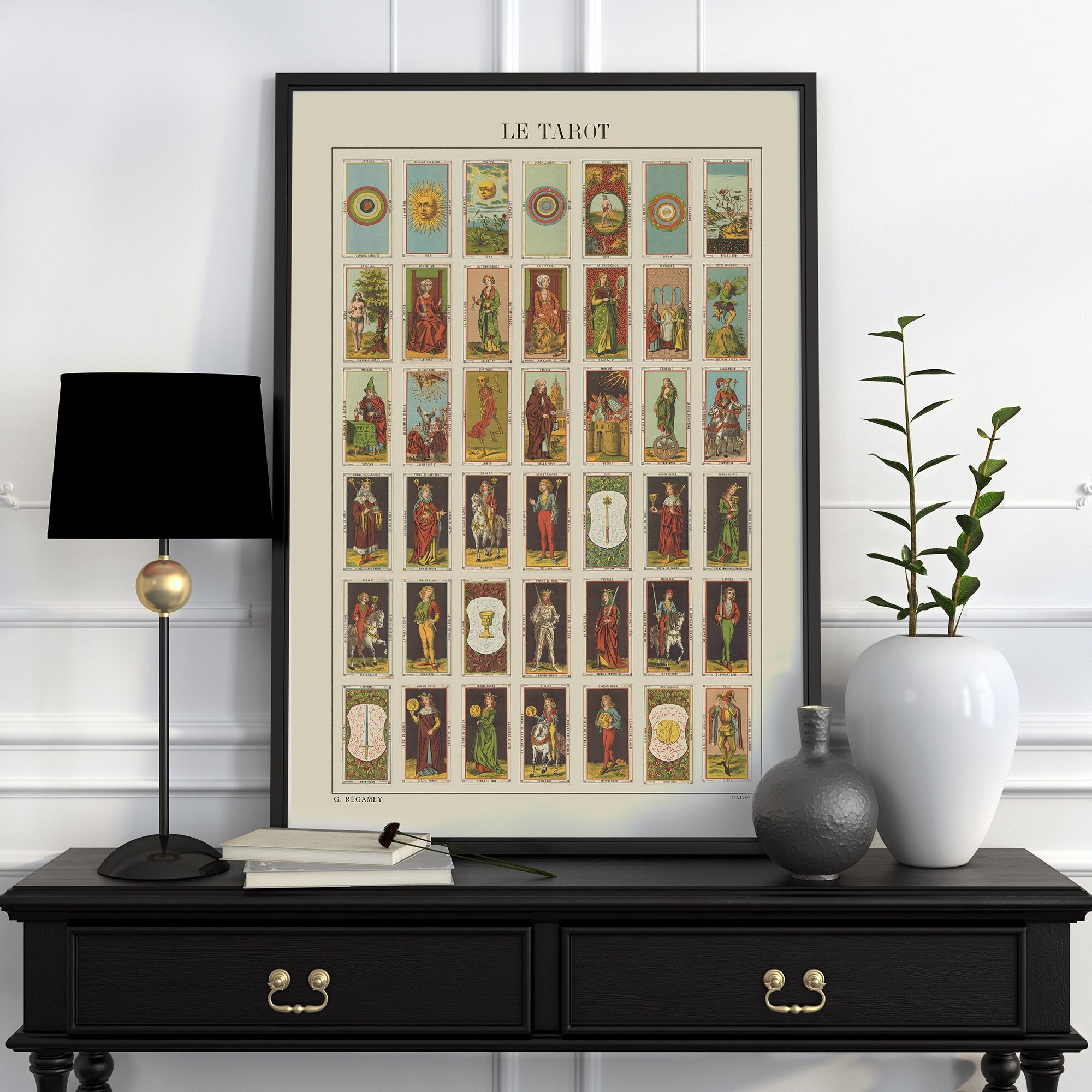 Vintage Tarot Deck Print, French Tarot Cards Poster, Vintage Chart ...
