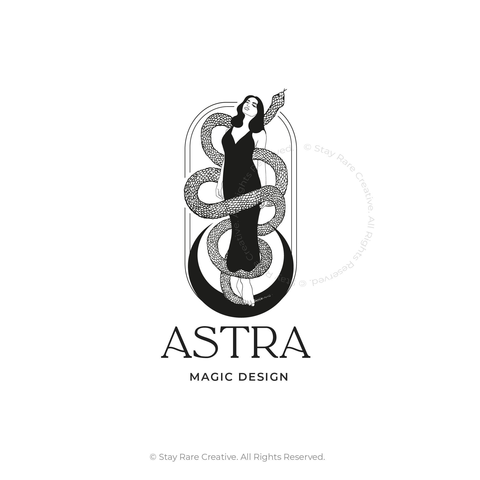 Woman and Snake Logo, Goddess Logo, Spiritual Logo Design, Magic Shop ...