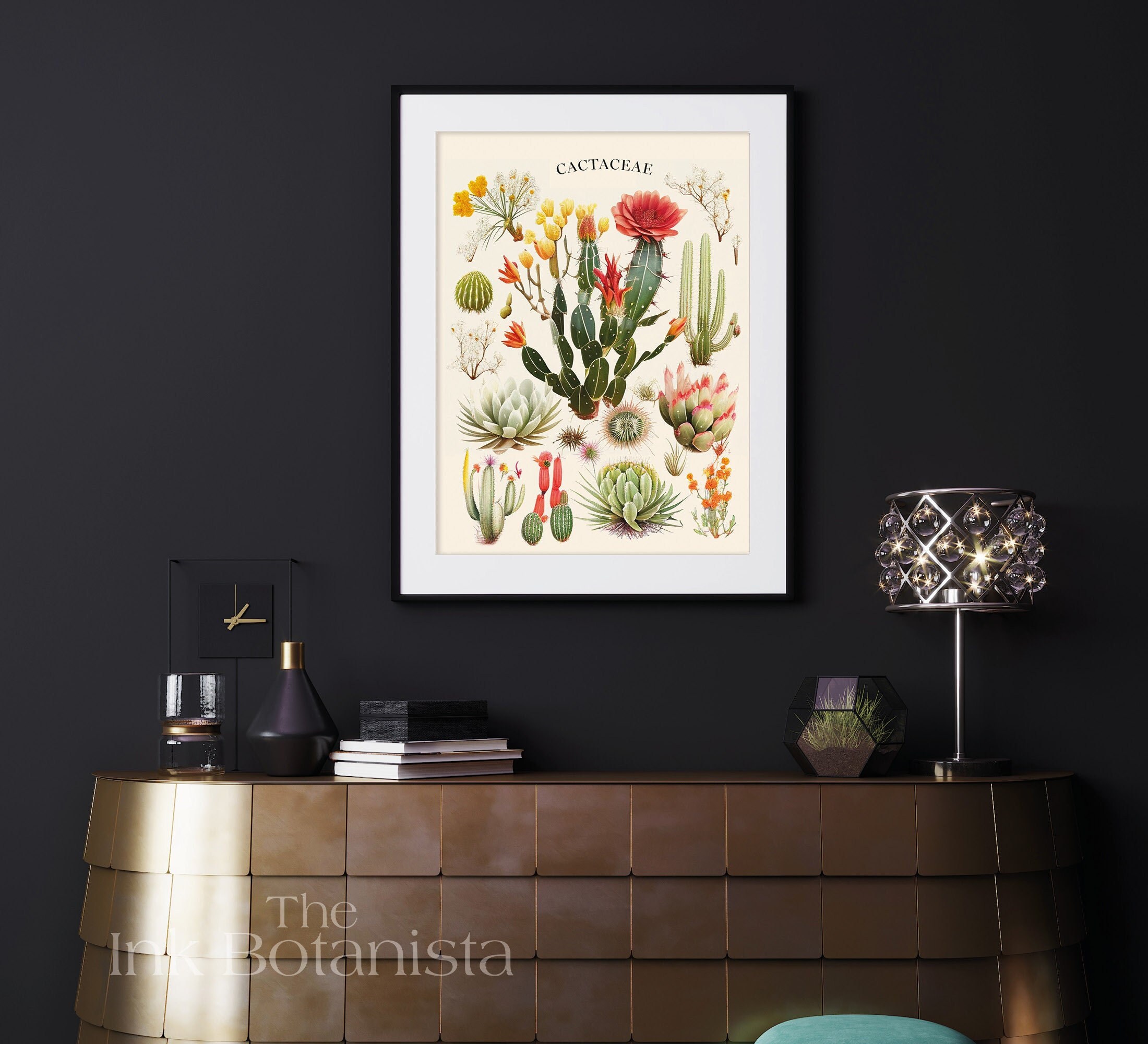 Vintage Cactus Print, Cacti Poster, Botanical Poster, Succulent Wall Art, Cactus Types Chart ...
