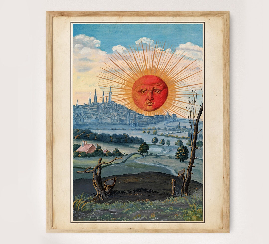 Splendor Solis Sun Print, Vintage Solar Print, Red Sun Poster ...