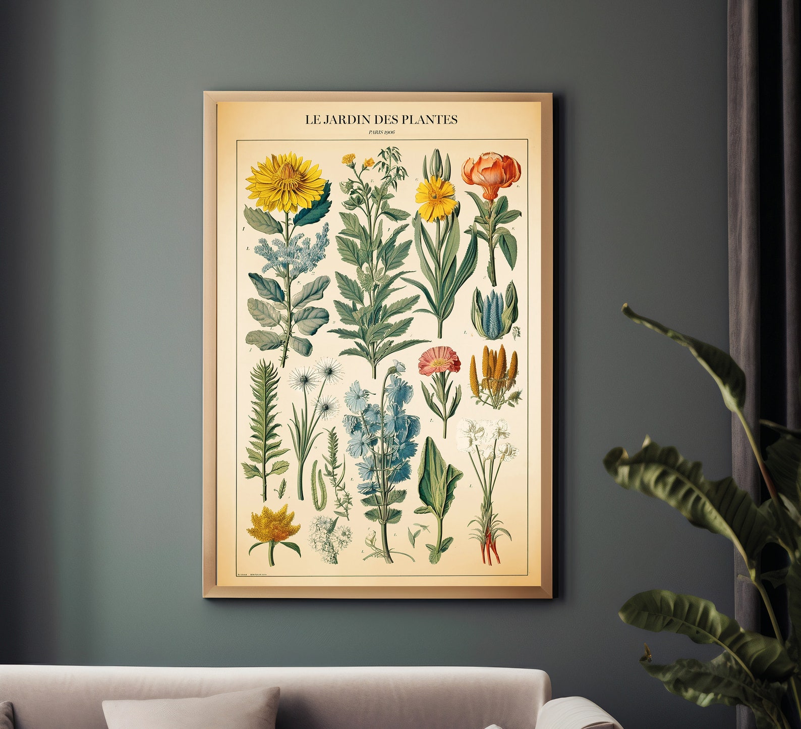 Vintage Plants Chart Print, Kitchen Chart Poster, Botanical Book Plate ...