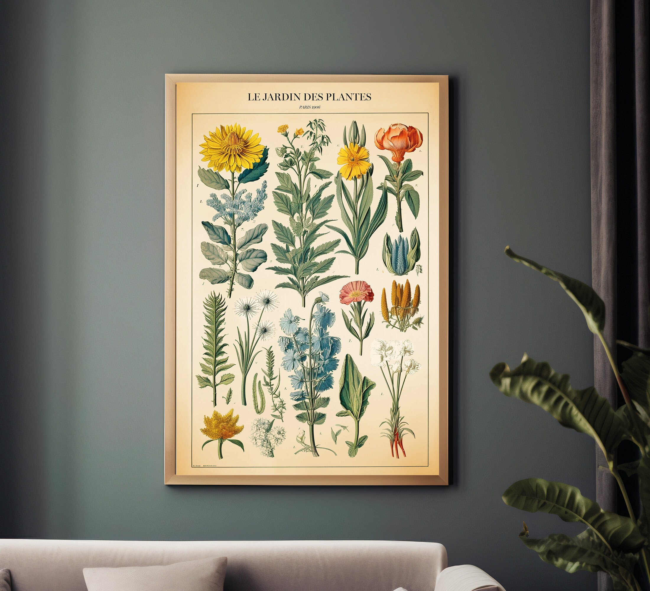 Vintage Plants Chart Print, Kitchen Chart Poster, Botanical Book Plate ...