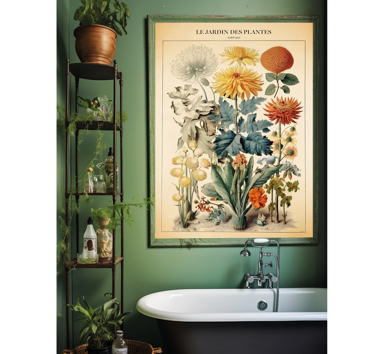 Vintage Plants Chart Print, Kitchen Chart Poster, Botanical Book Plate ...