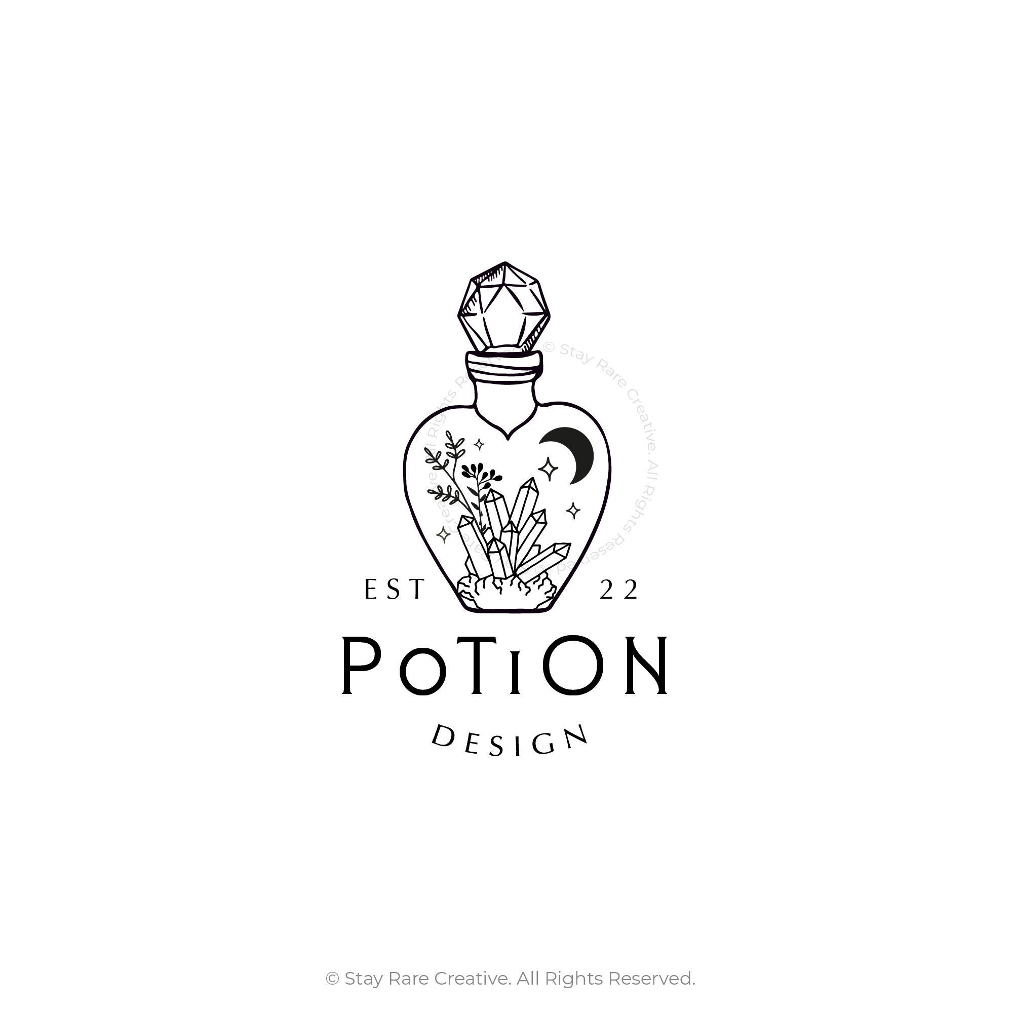 Potion Logo Design, Witch Logo, Herbalist Logo, Stars Logo, Aesthetic ...