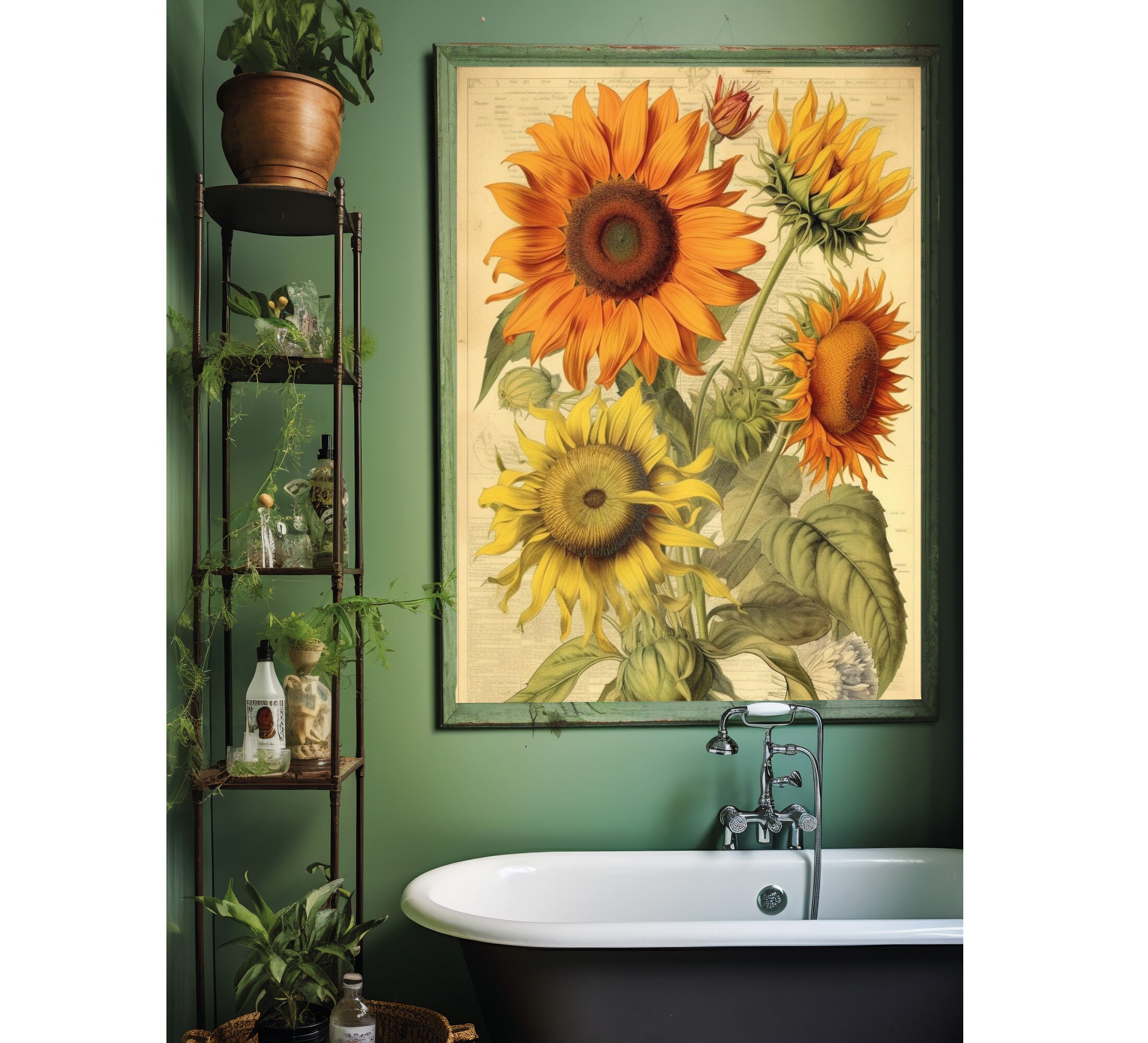 Vintage Sunflower Chart Print Old Botanical Poster Yellow - Etsy