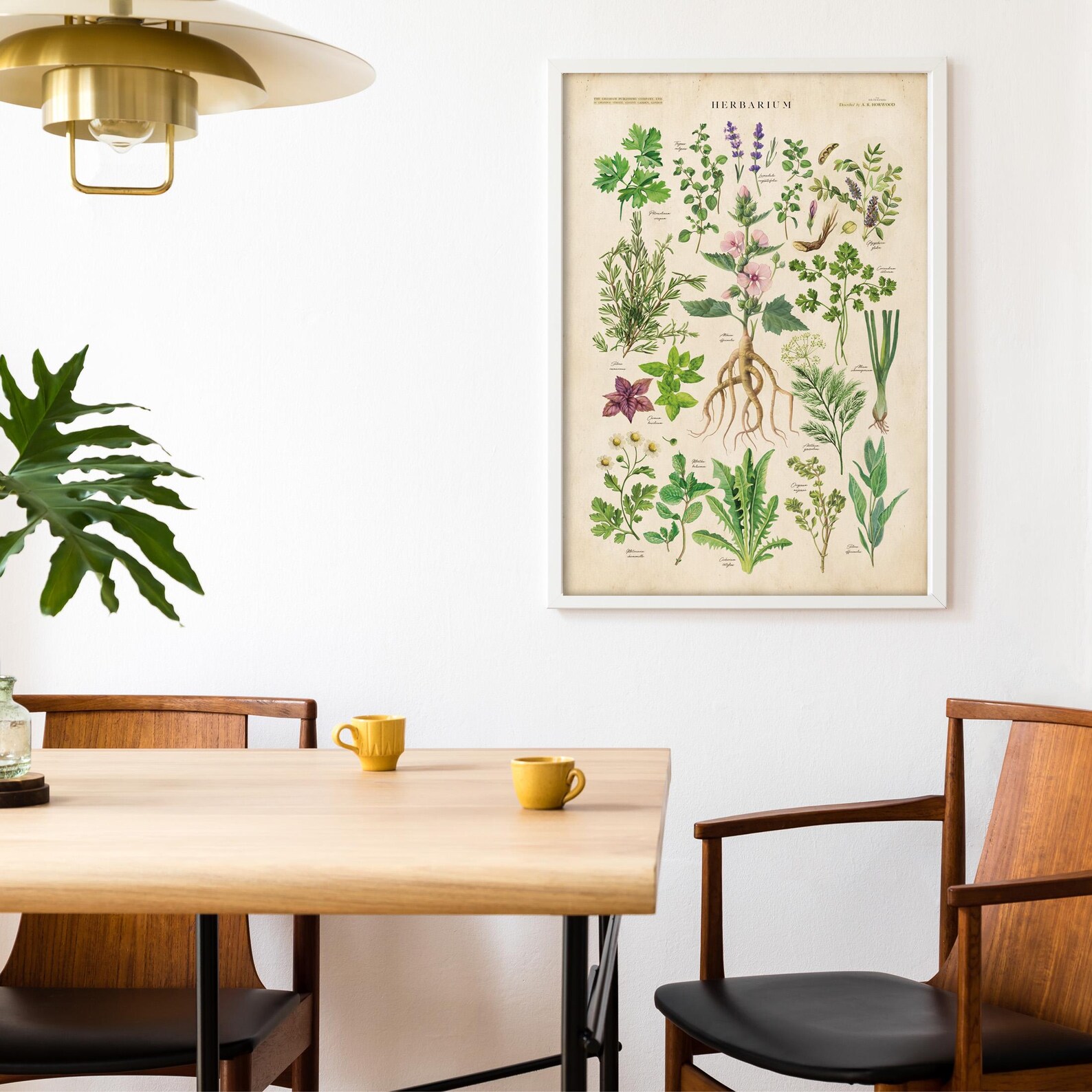 Vintage Herb Types Print, Kitchen Decor Featuring Healing Plant Chart ...