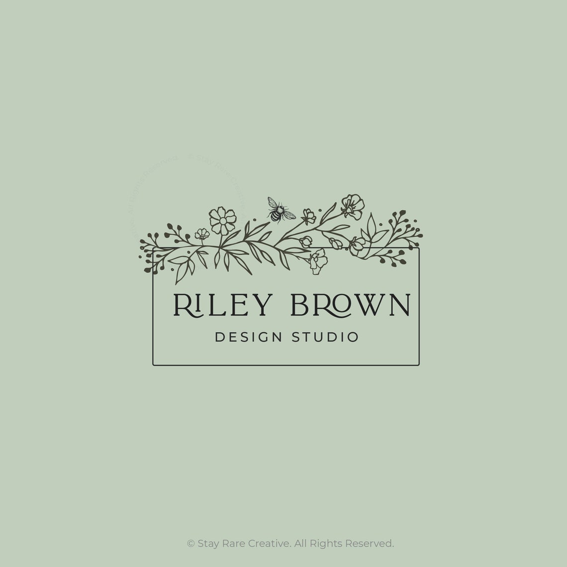 Frame Flowers Logo Hand Drawn Logo Design Simple Logo - Etsy