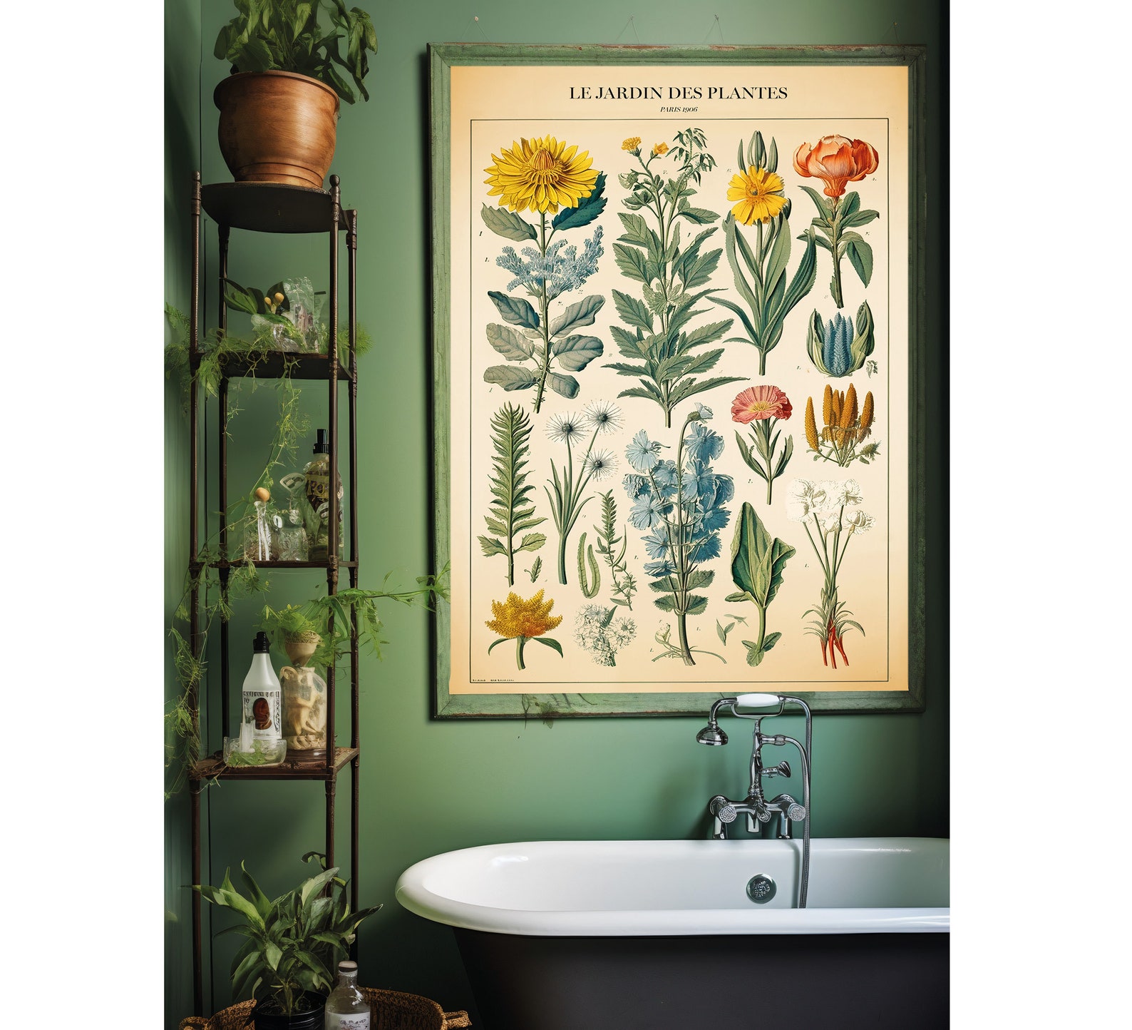 Vintage Plants Chart Print, Kitchen Chart Poster, Botanical Book Plate ...