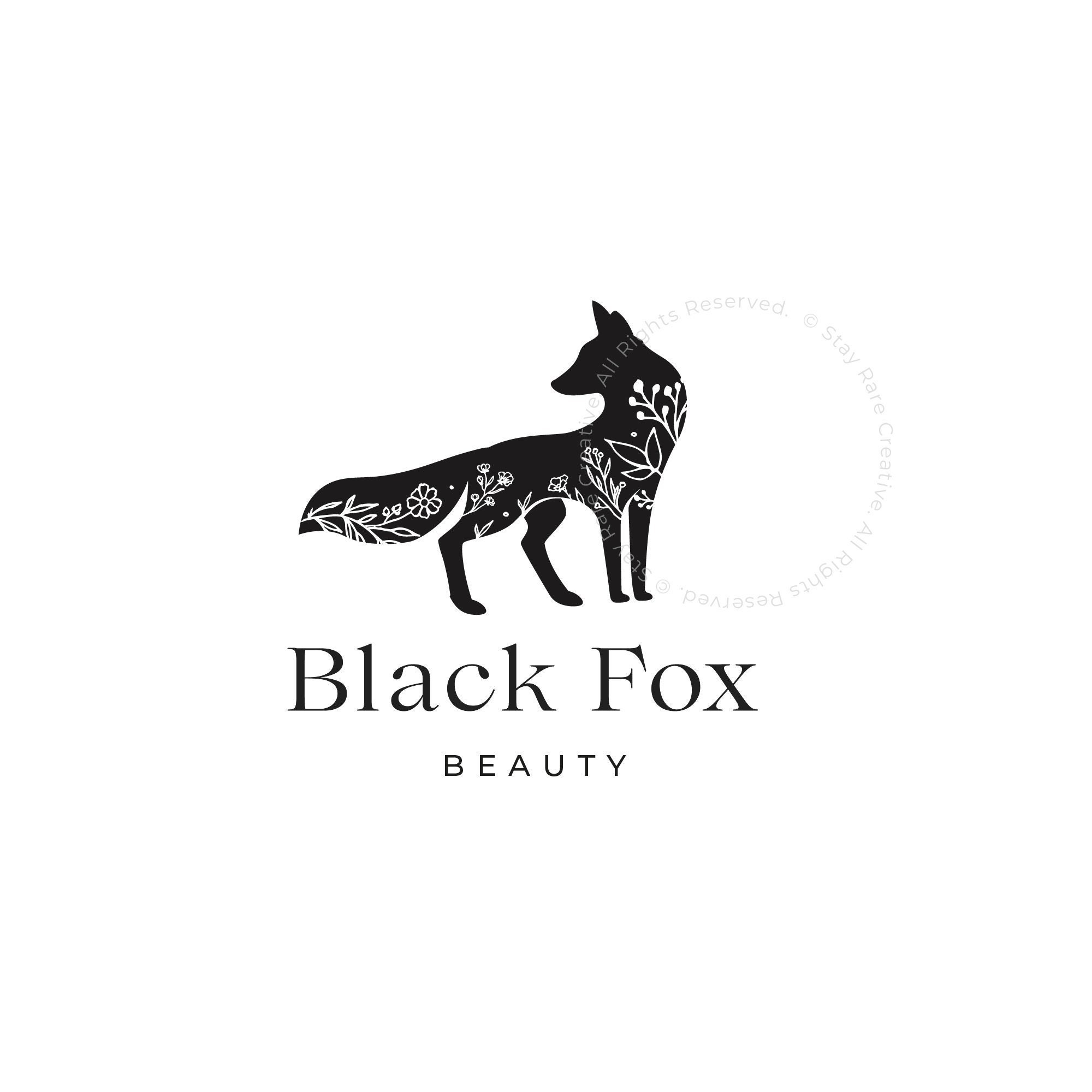 Fox Logo Design Simple Black and White Logo Stamp Logo | Etsy