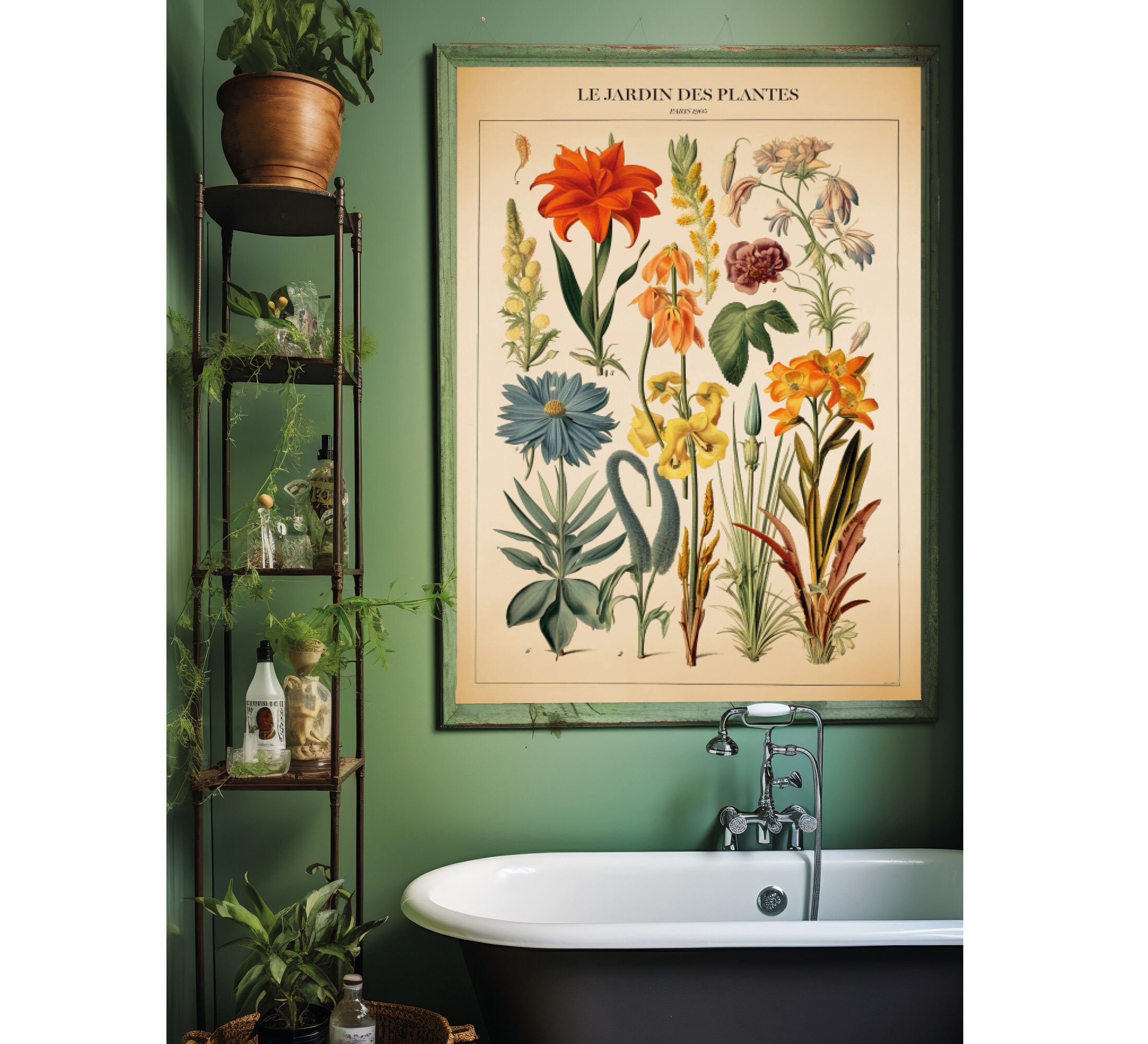 Vintage Plants Chart Print, Kitchen Chart Poster, Botanical Book Plate ...