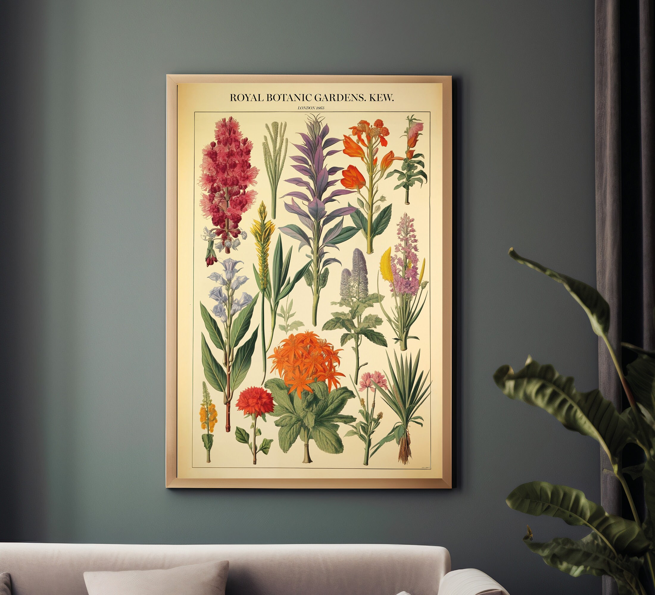 Vintage Plants Chart Print, Kitchen Chart Poster, Botanical Book Plate ...