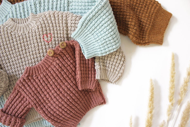 Family 3pack Crochet Pattern the Weekend Waffle Sweater - Etsy