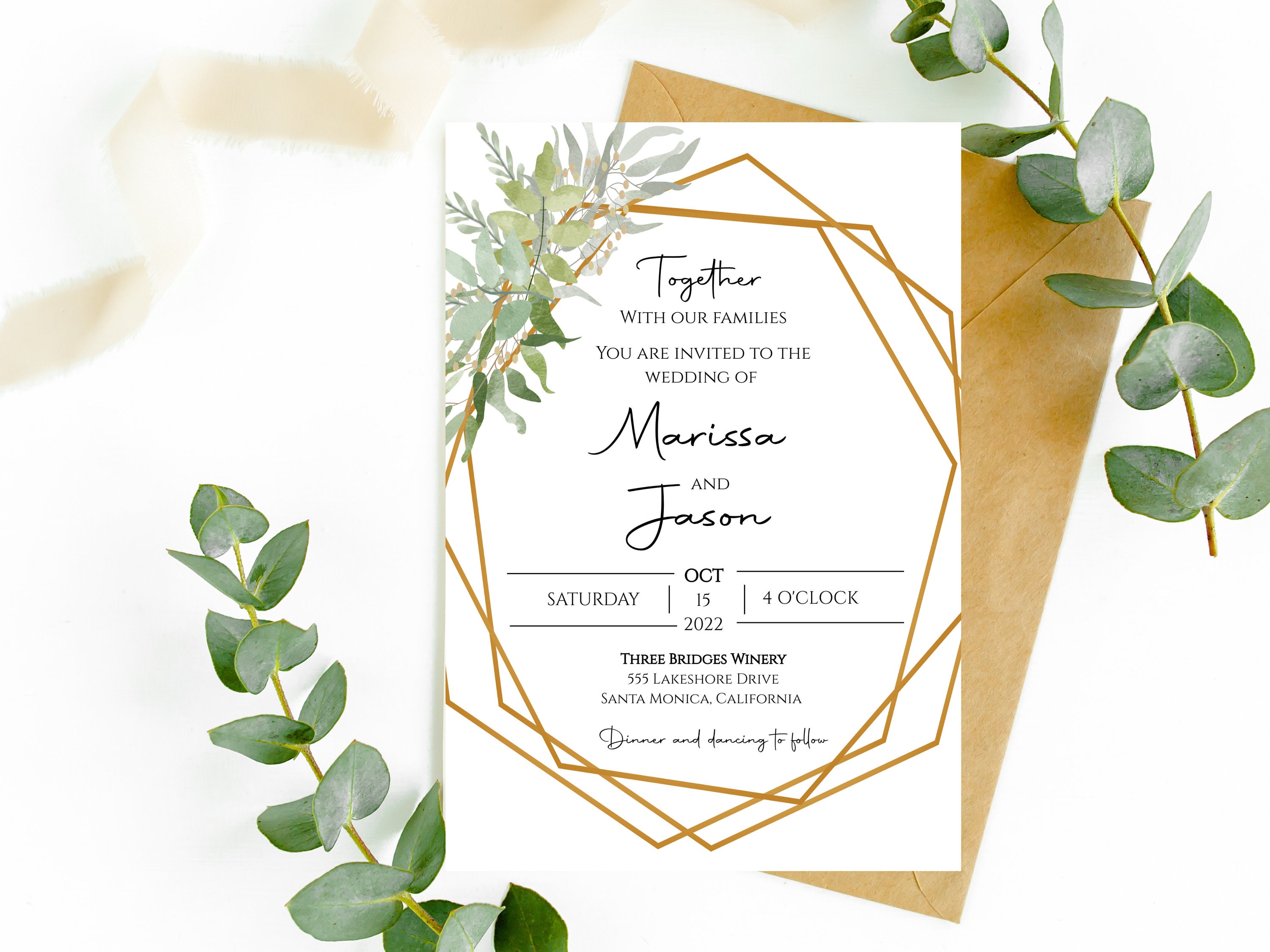 Greenery Summer Wedding Invitation Summer Floral Geometric Etsy greenery-summer-wedding-invitation-summer-floral-geometric-etsy
