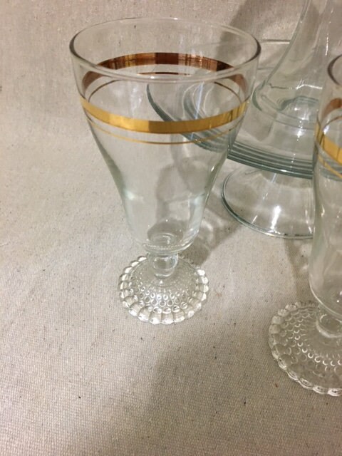 Mid Century Modern Gold Rimmed Goblets set of 4 - Etsy