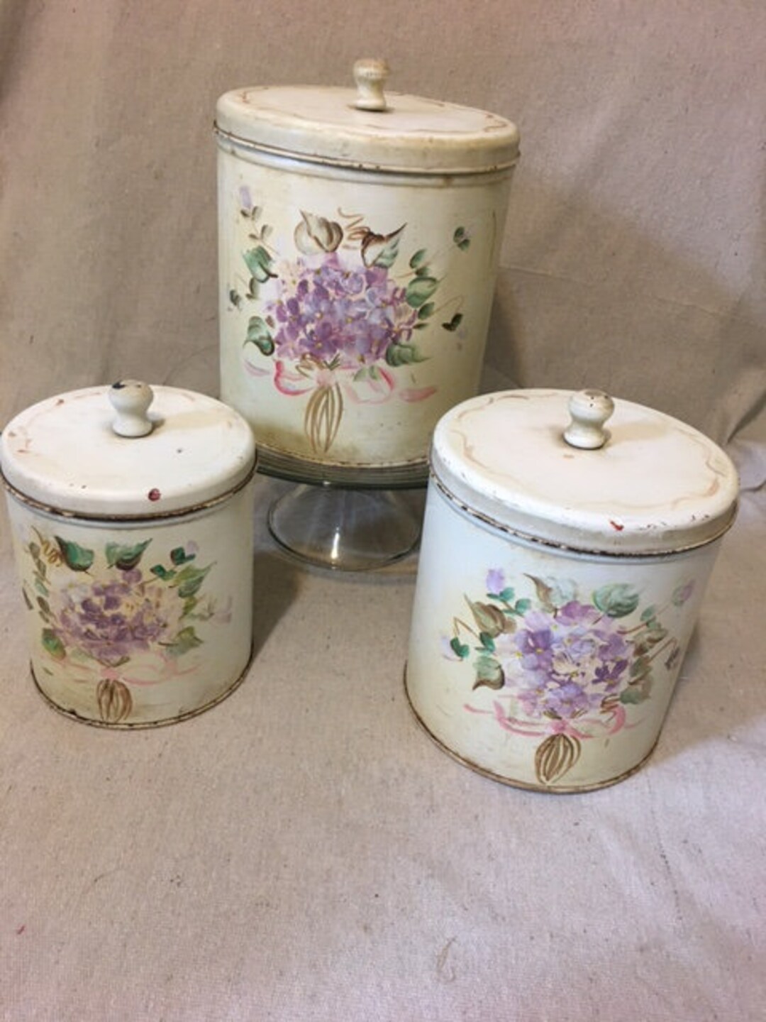 Vintage Violet Handpainted Canister Set - Etsy