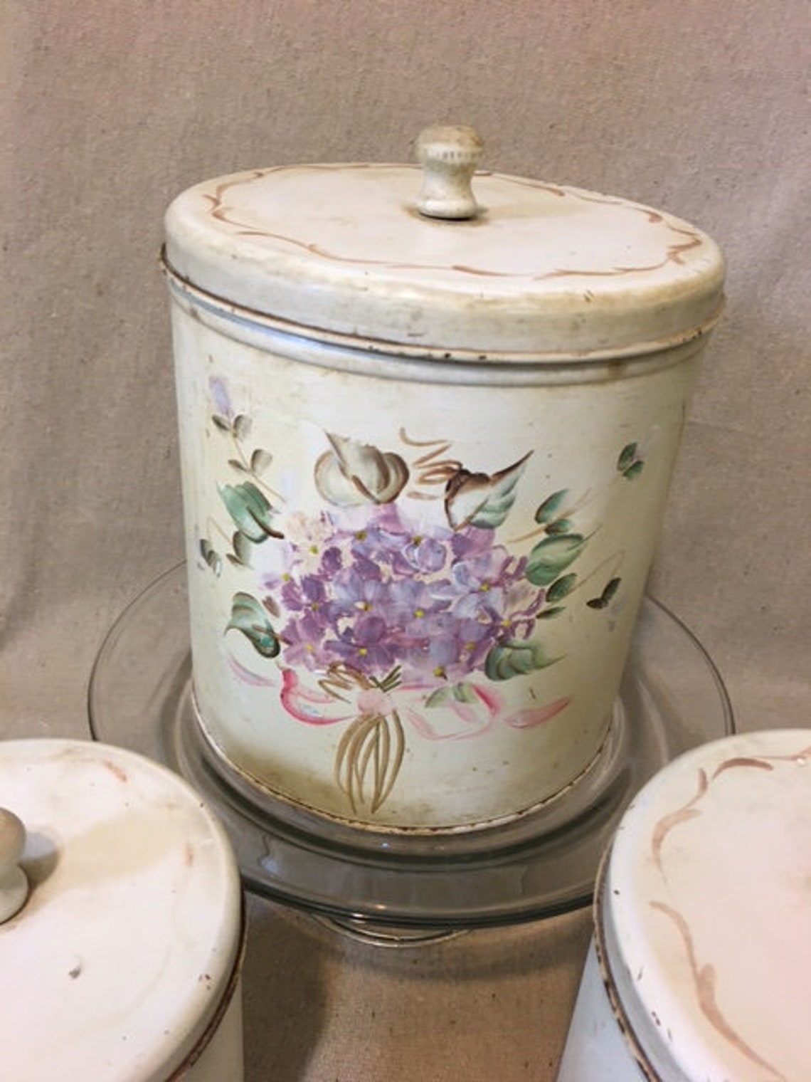 Vintage Violet Handpainted Canister Set - Etsy
