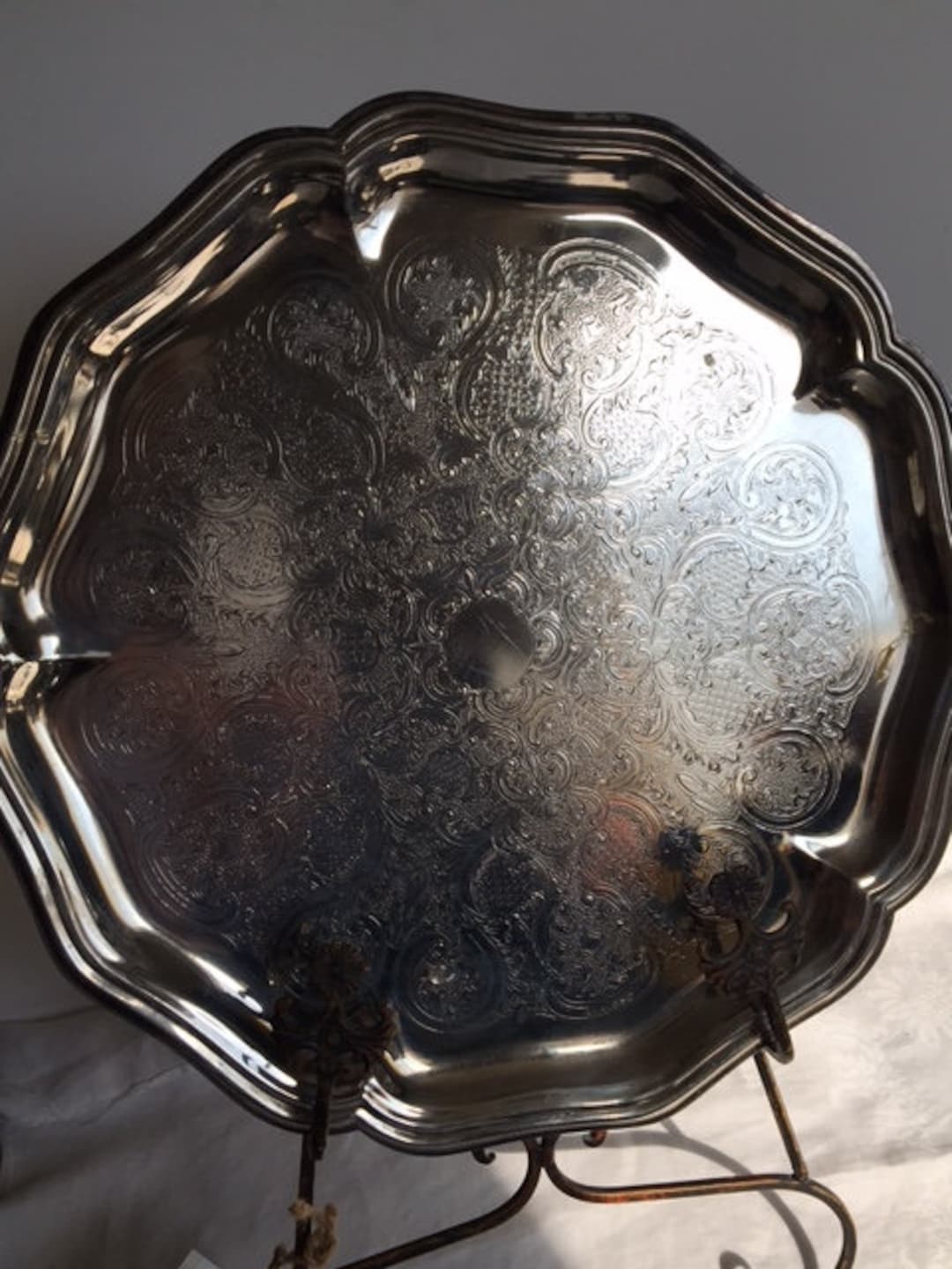 Vintage Silver Plate Scalloped Edge Tray - Etsy