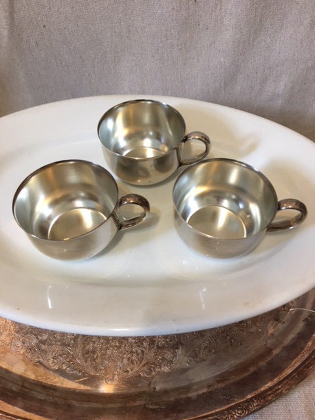 Vintage Silver Plate Cups/scoops Set (set of 3) - Etsy