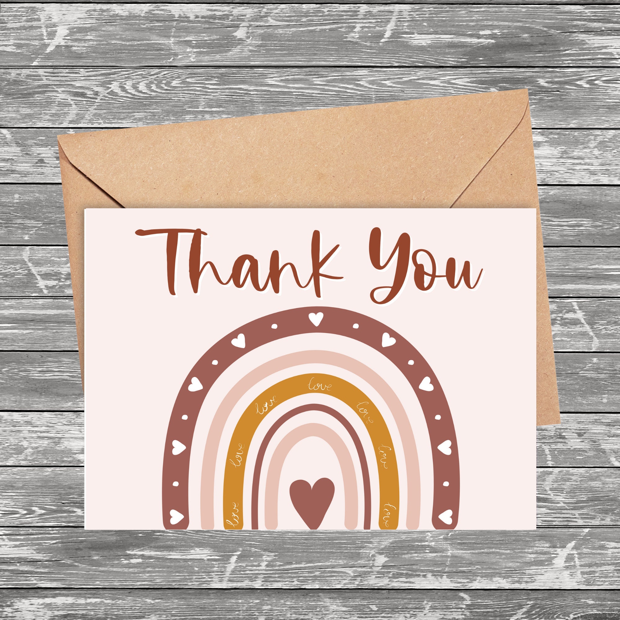 Boho Rainbow Thank You Printable Card and PNG Digital Design - Etsy Israel