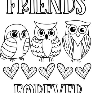 Valentine's Day Coloring Pages Owls - Etsy