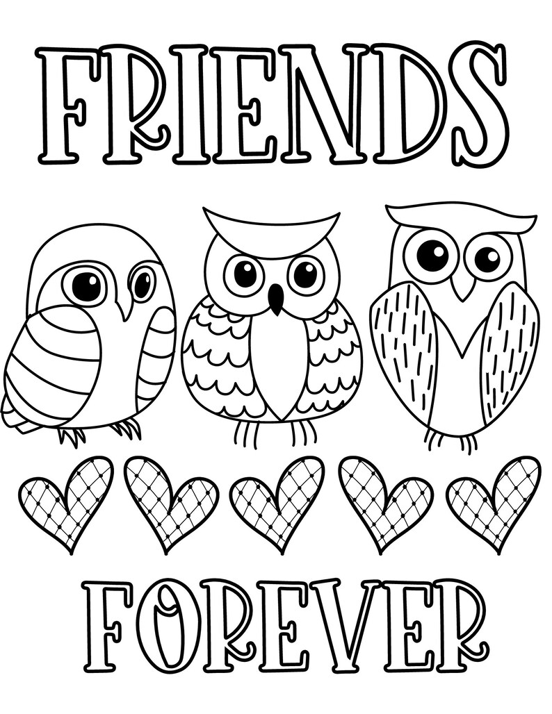 Valentine's Day Coloring Pages Owls - Etsy