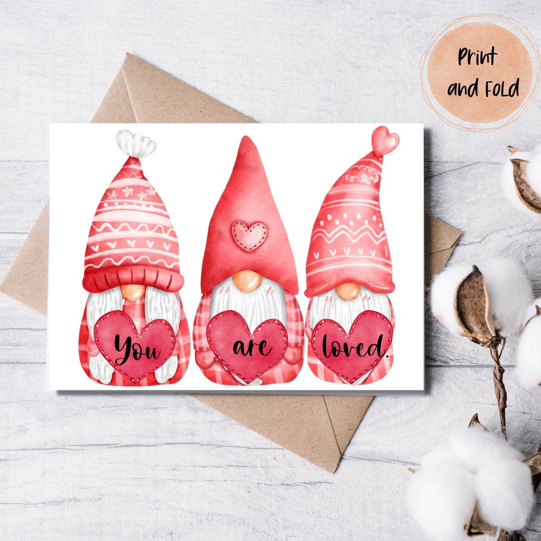 Gnomes You Are Loved Anniversary PRINTABLE Greeting Card, LOVE Get Well ...