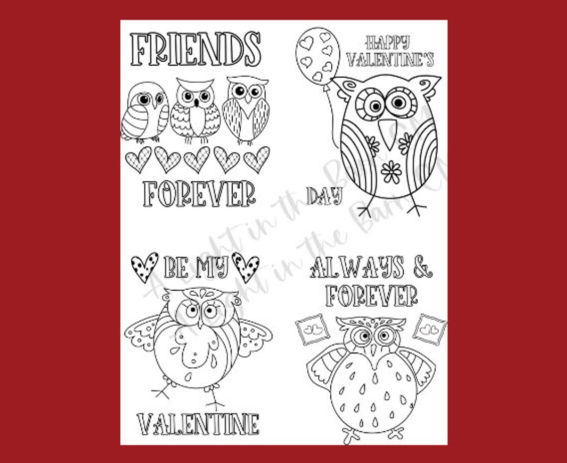 10 Owl Printable Valentines for Classroom Parties - Etsy