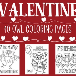 Valentine's Day Coloring Pages Owls - Etsy