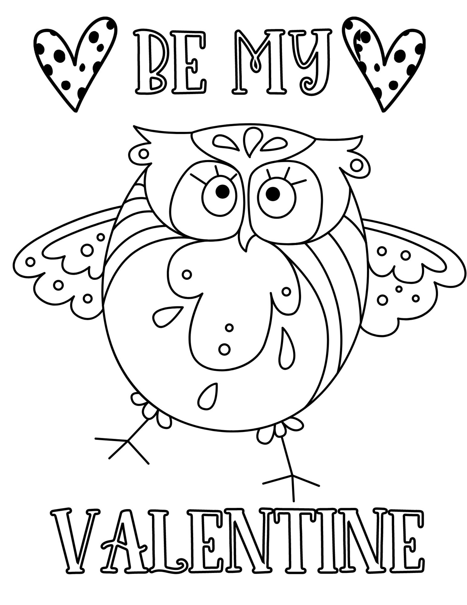 Valentine's Day Coloring Pages Owls - Etsy