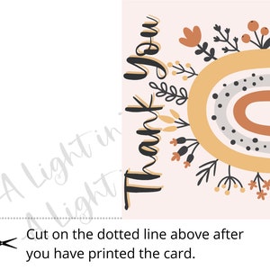 Boho Rainbow Thank You Printable Card Pack Set of 10 Digital Design for ...