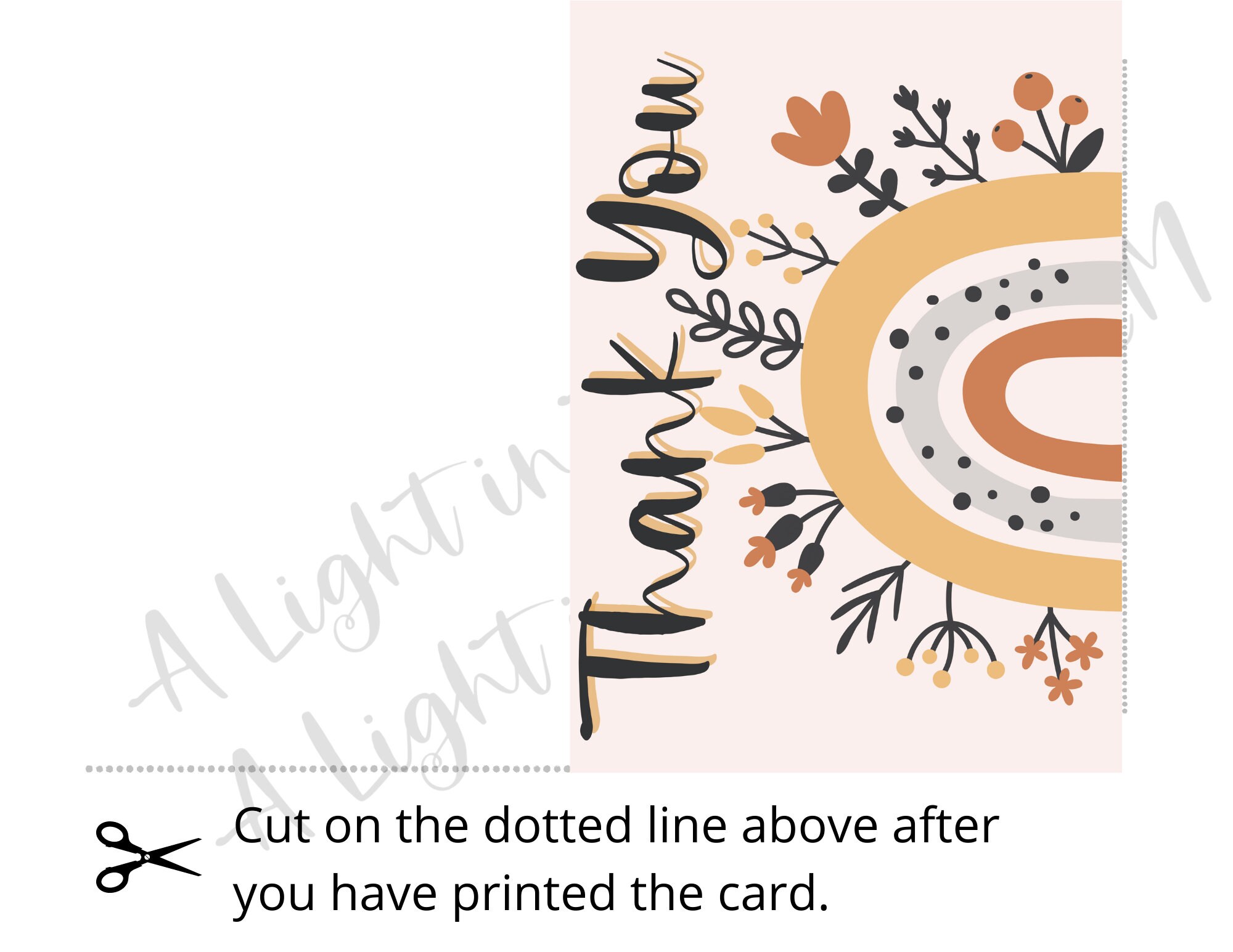 Boho Rainbow Thank You Printable Card Pack Set of 10 Digital - Etsy